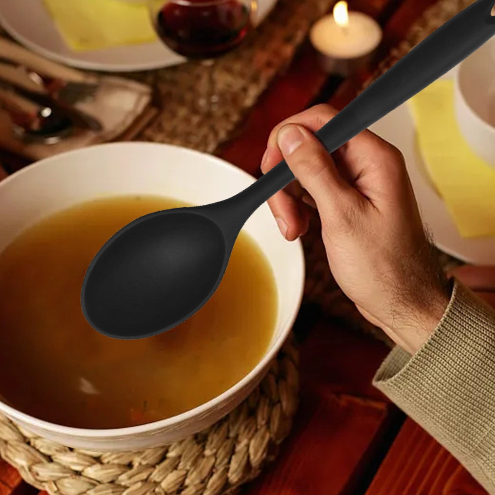 2Pcs Silicone Mixing Spoons Set, Nonstick Kitchen Cooking Spoons ...