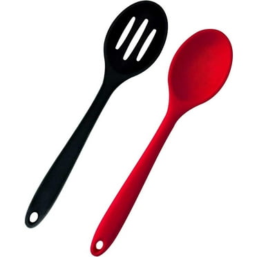 Thyme & Table Silicone Slotted Spoon with Beechwood Handle, Durable and ...