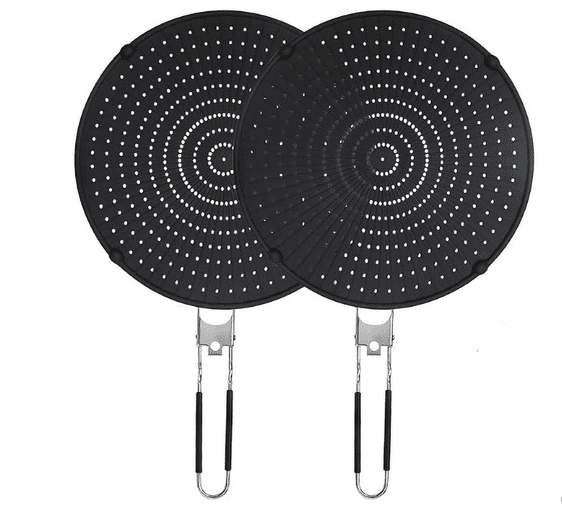 2Pcs Silicone Splatter Screen for Frying Pan , Foldable Grease Splatter ...