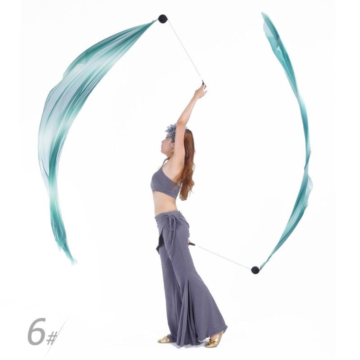 2Pcs Silk Veil with 2Pcs Poi Ball Belly Dance Poi Streamer Throw Ball ...