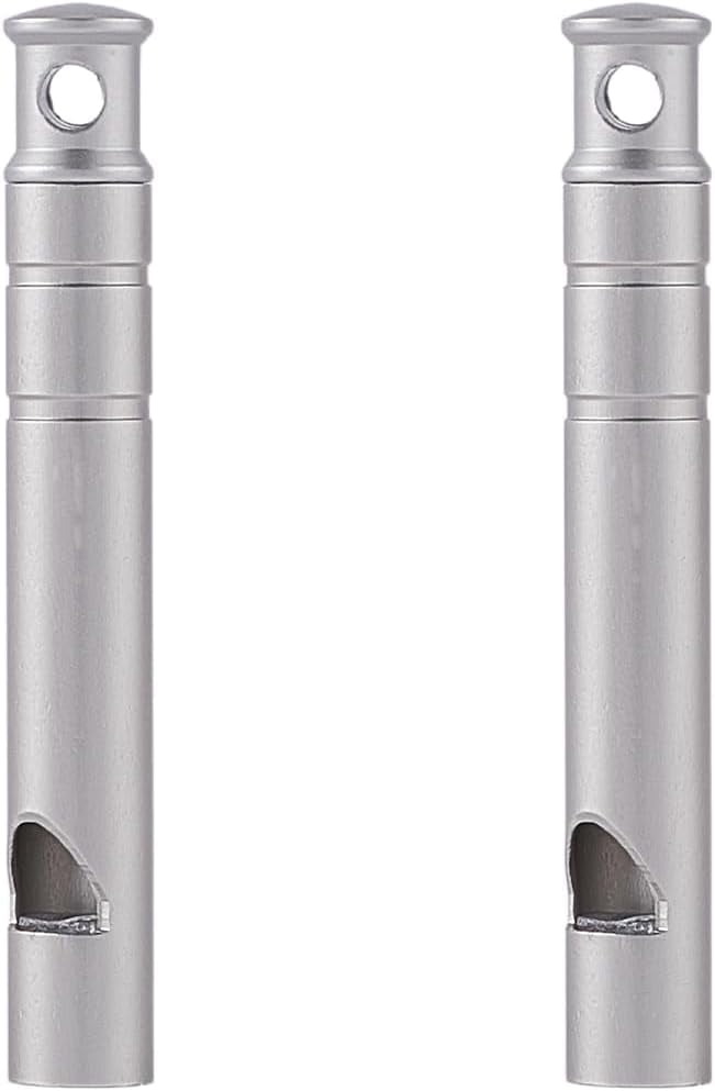 2Pcs Silver Emergency Whistle 120db Metal Titanium Column Survival ...