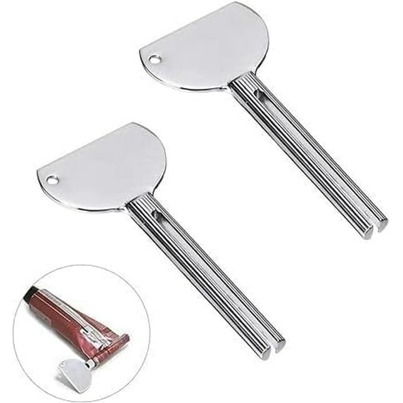 2Pcs Silver Stainless Steels Metal Tube Squeezer Keys Salon Toothpaste ...