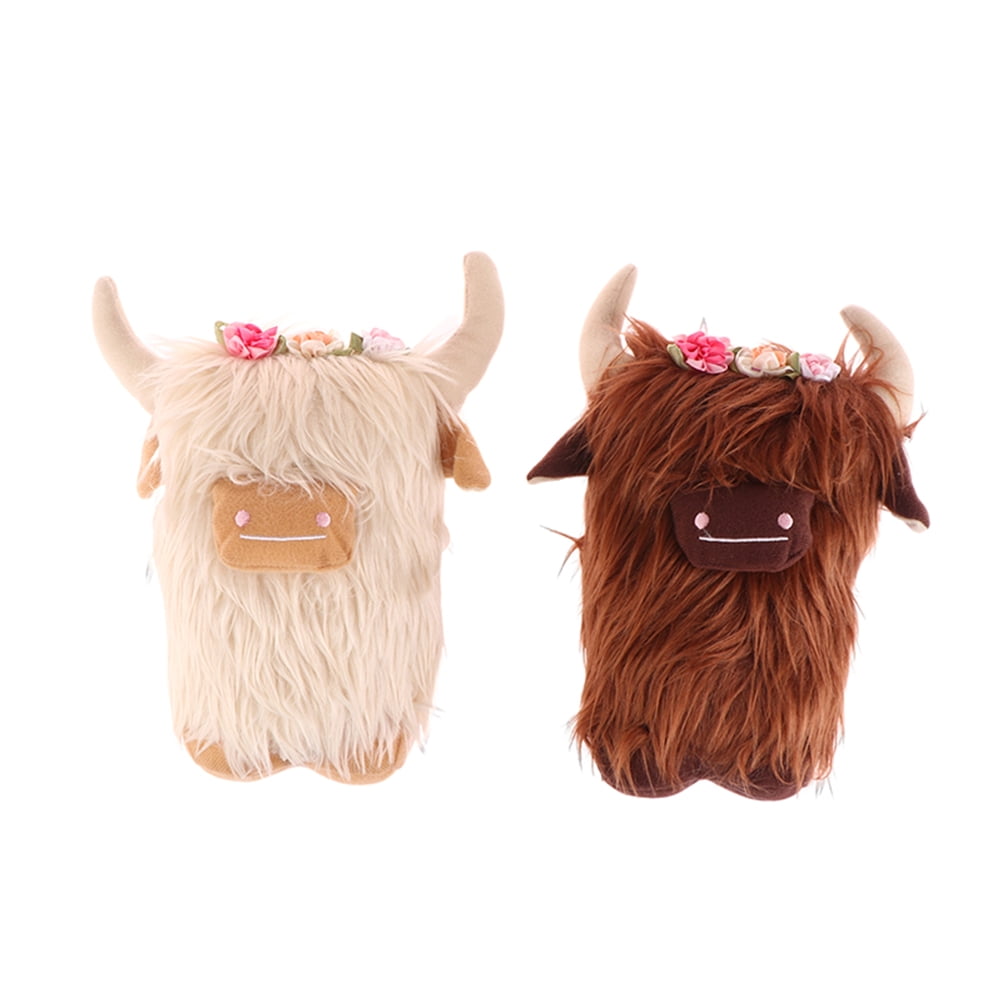 2Pcs Simulation Highland Cow Dolls Highlands Cow Ornament Farm Home ...