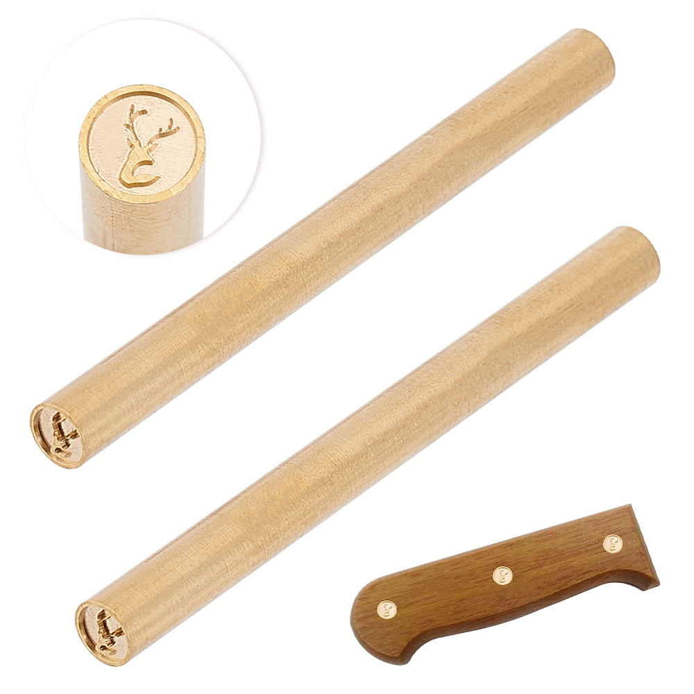 2Pcs Single-Sided Engraving Seal Brass Stamp Golden for Envelope Card ...