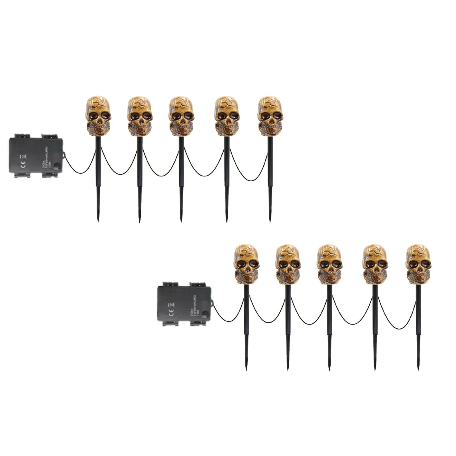 2Pcs Skeleton Halloween Solar Lights A Tow Of 5 Skeleton Outside ...