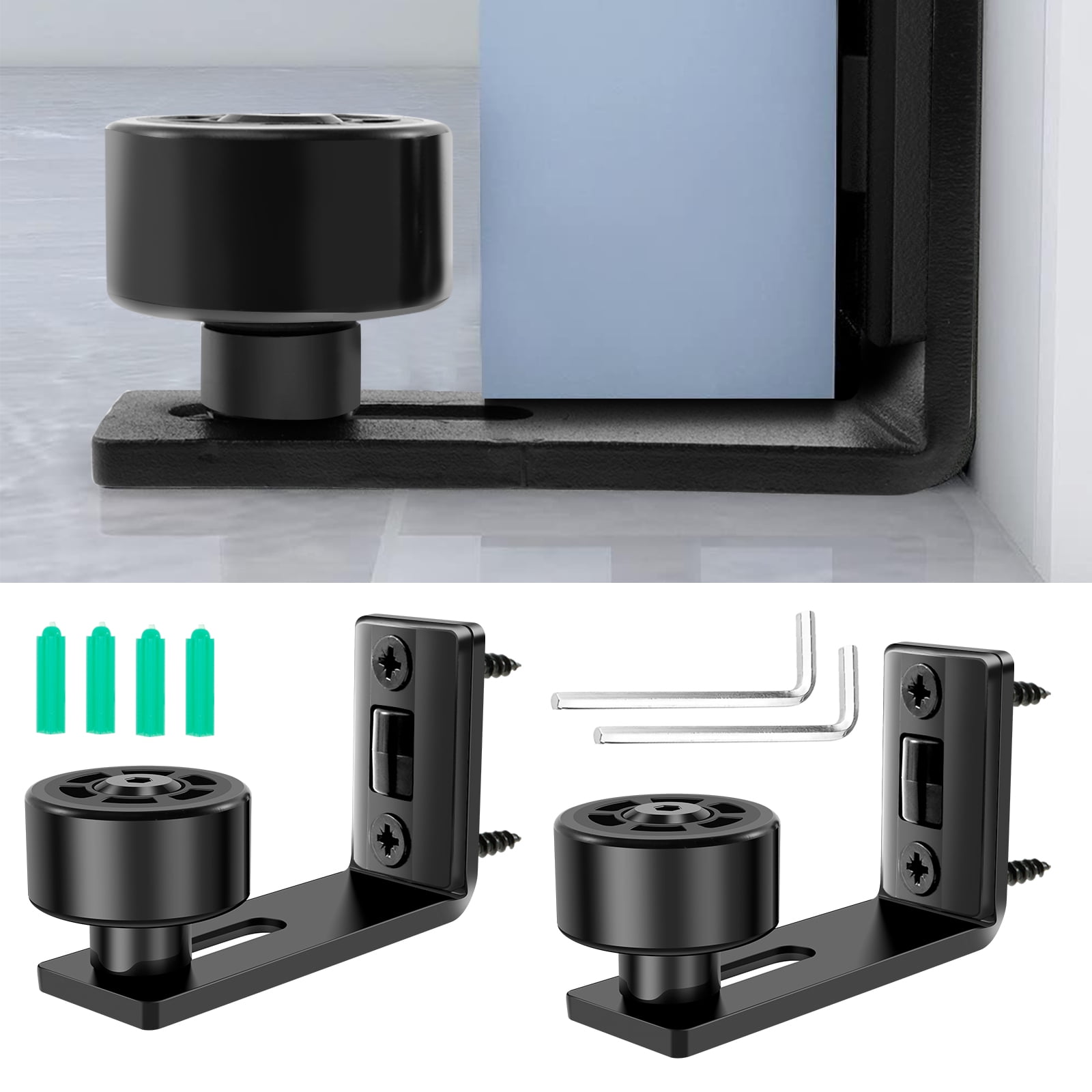 2Pcs Sliding Barn Door Floor Guide Adjustable Roller Barn Door Bottom ...