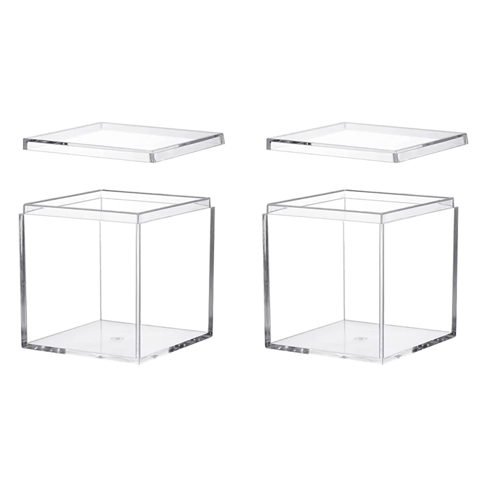 2Pcs Small Clear Acrylic Box with Lid, 2.5x2.5x2.5 Inches Storage Boxes ...