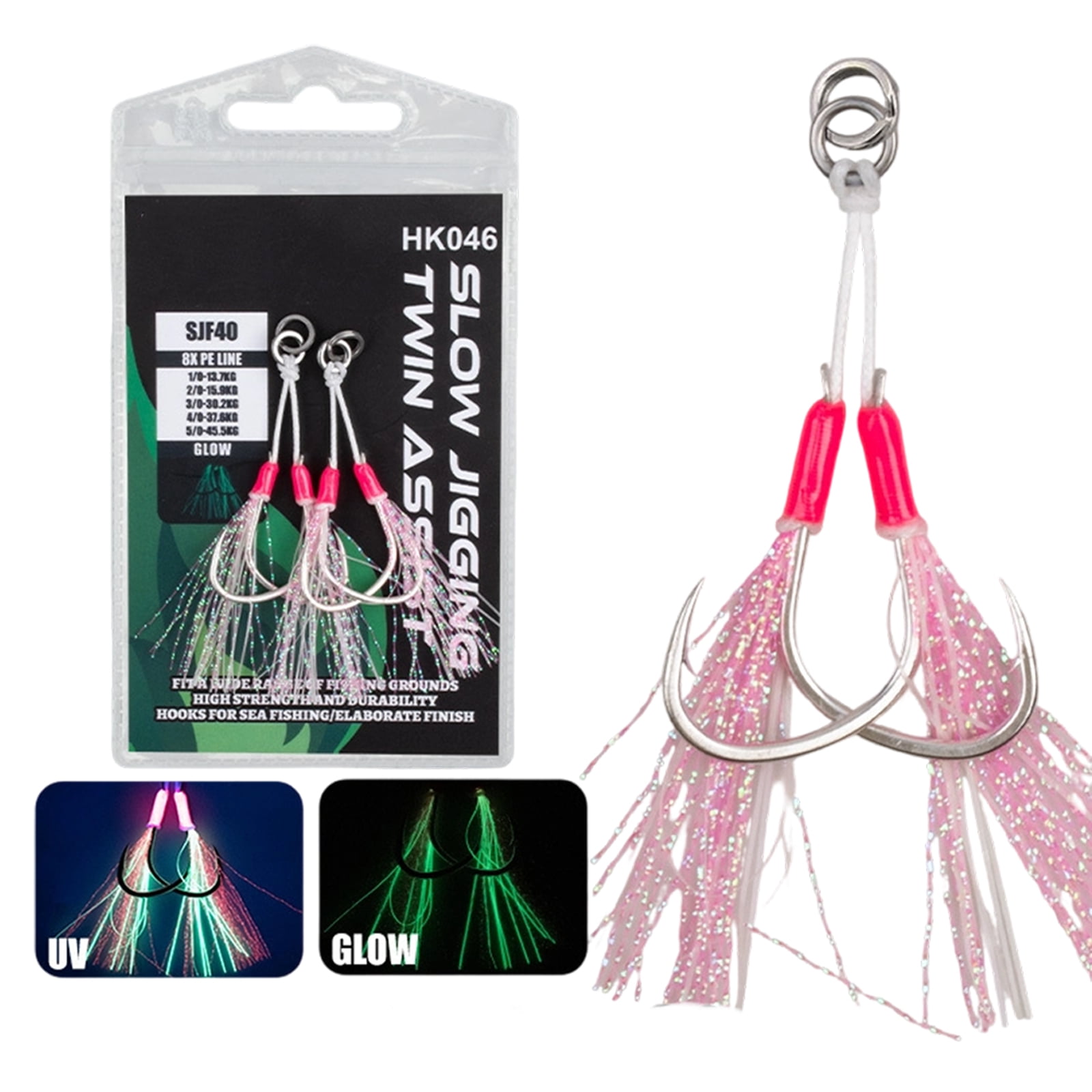 2Pcs Small Jigs Jigging Assist Rigs Circles Hooks Double Fishing Assist ...