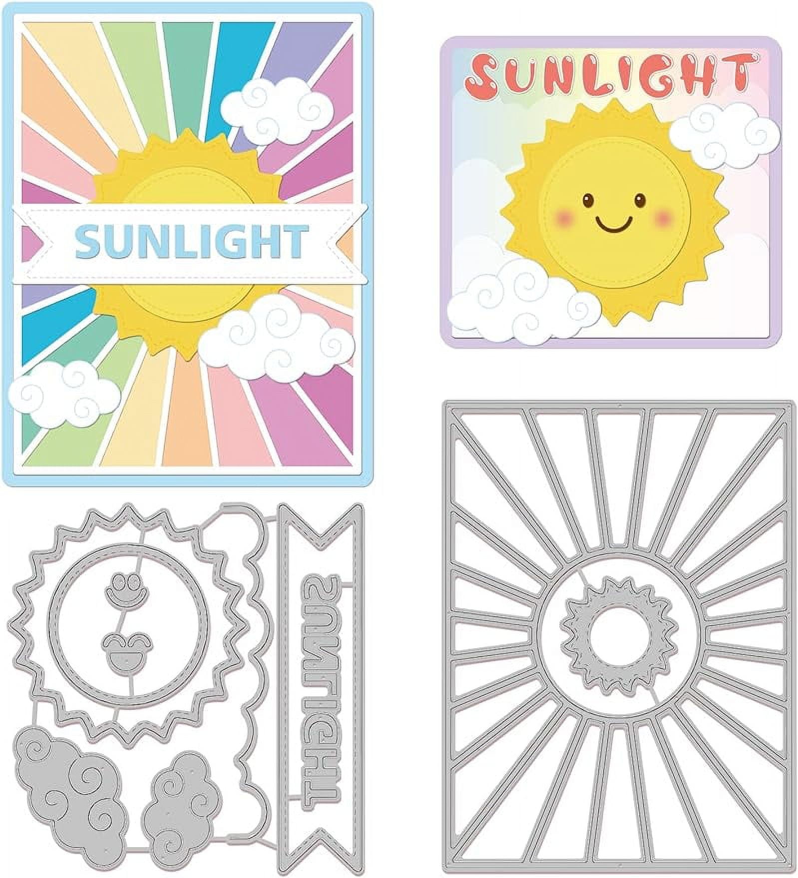2Pcs Smile Sun Cutting Dies Stencils Frame Sunlight Cloud Carbon Steel ...