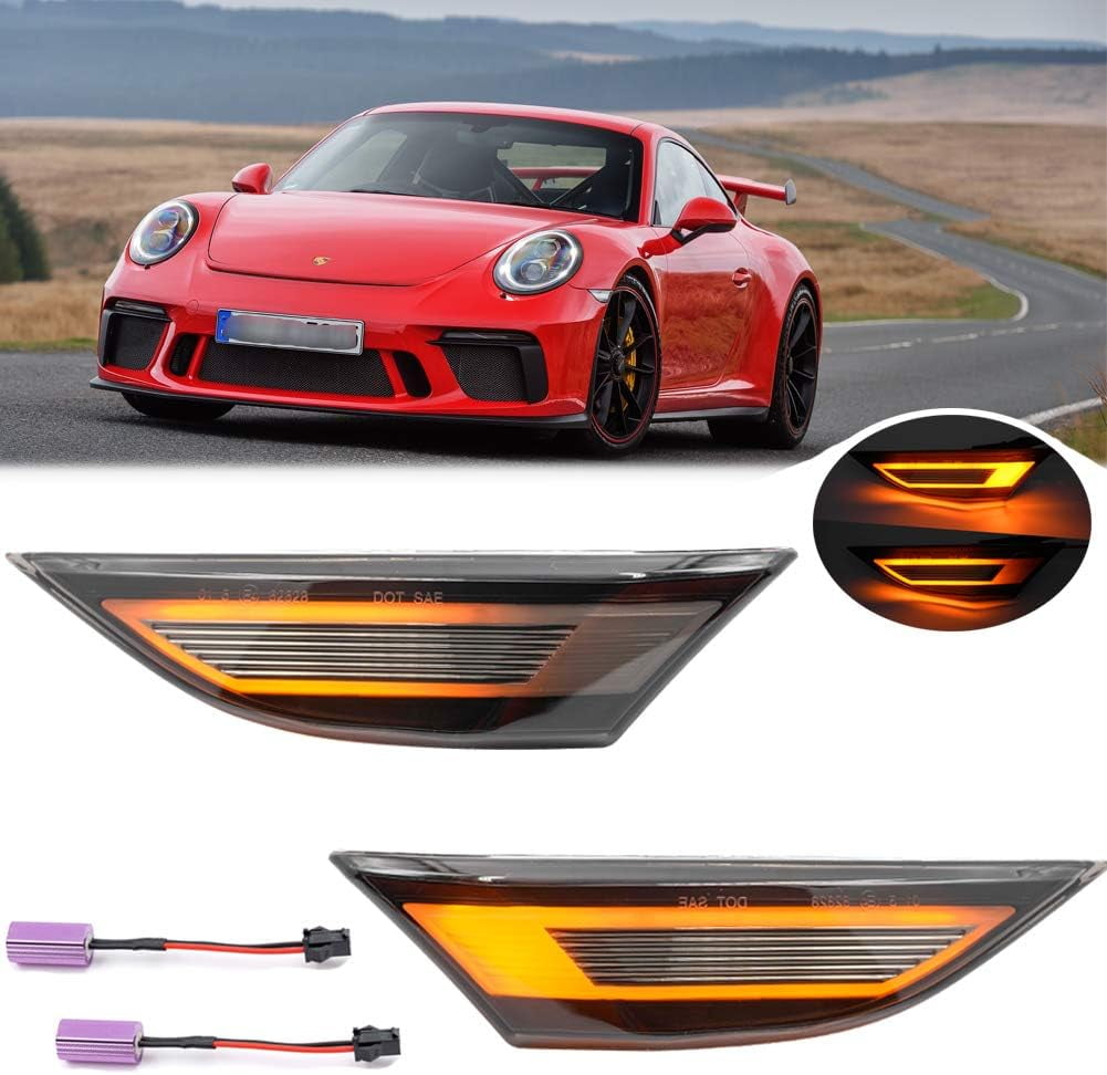 2Pcs Smoked Lens Amber LED Dynamic Sequential Blink Side Marker Lights ...