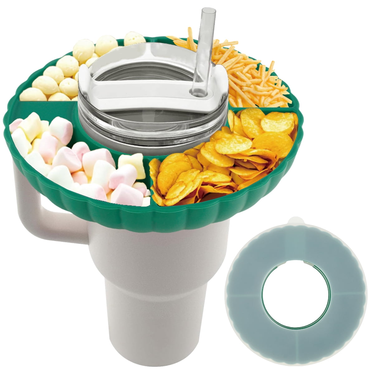 2Pcs Snack Bowl for 40oz Cups 4 Compartments Tumbler Snack Tray with ...