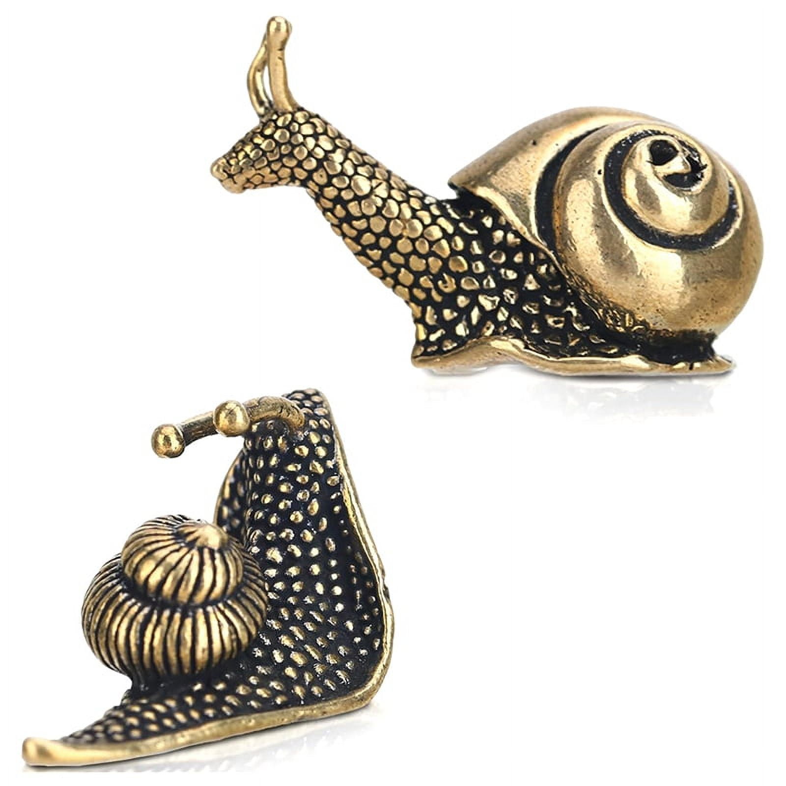2Pcs Snail Decor Outdoor Pond Garden Snail Figurine Brass Snail with Decor Effect the Meaning of ...