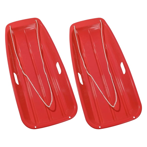 2Pcs Snow Sled with Pull Rope and Handles Slippery Racers Downhill ...