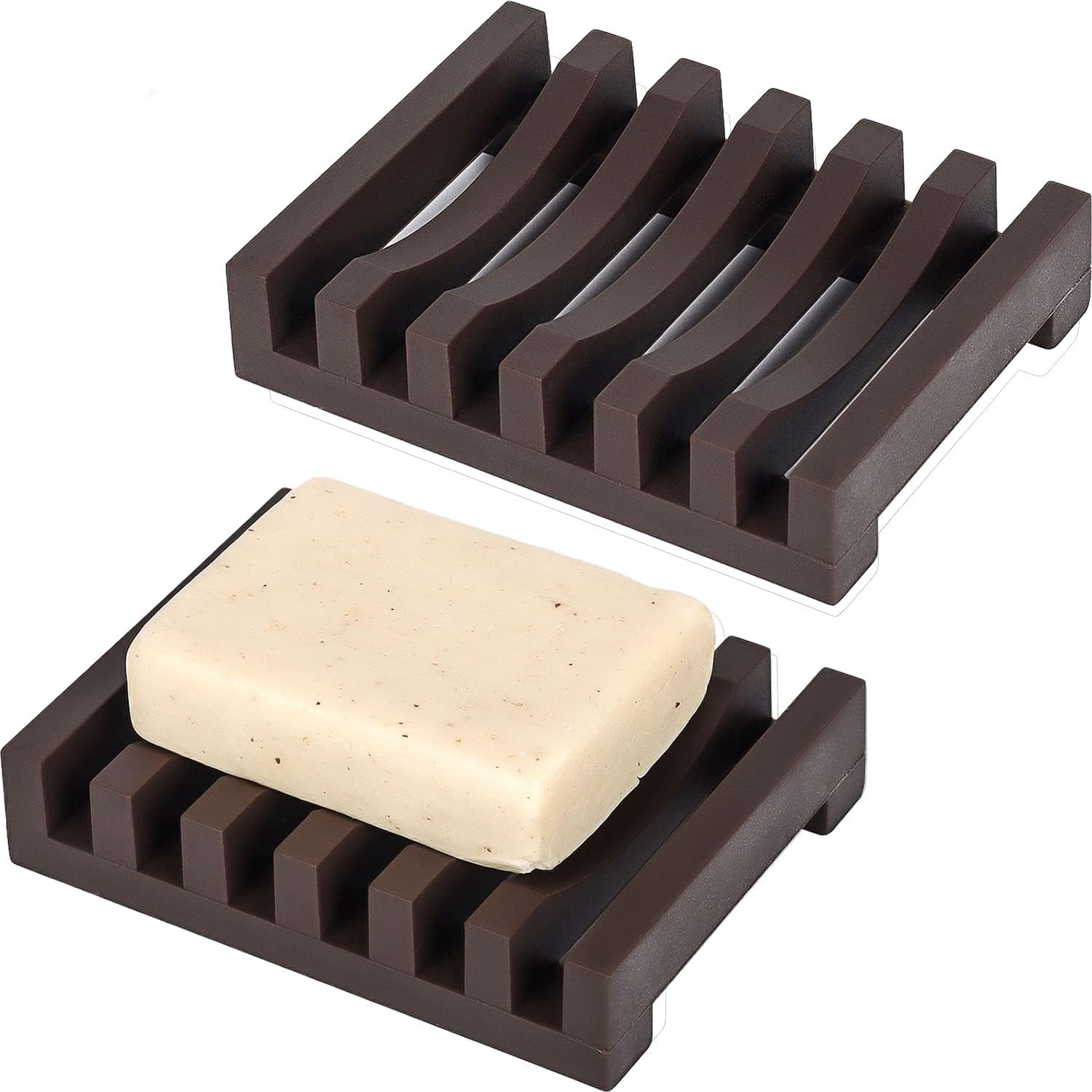 2Pcs Soap Dish Holder, Non-Slip Bathroom Accessories Silicone Soap Case ...