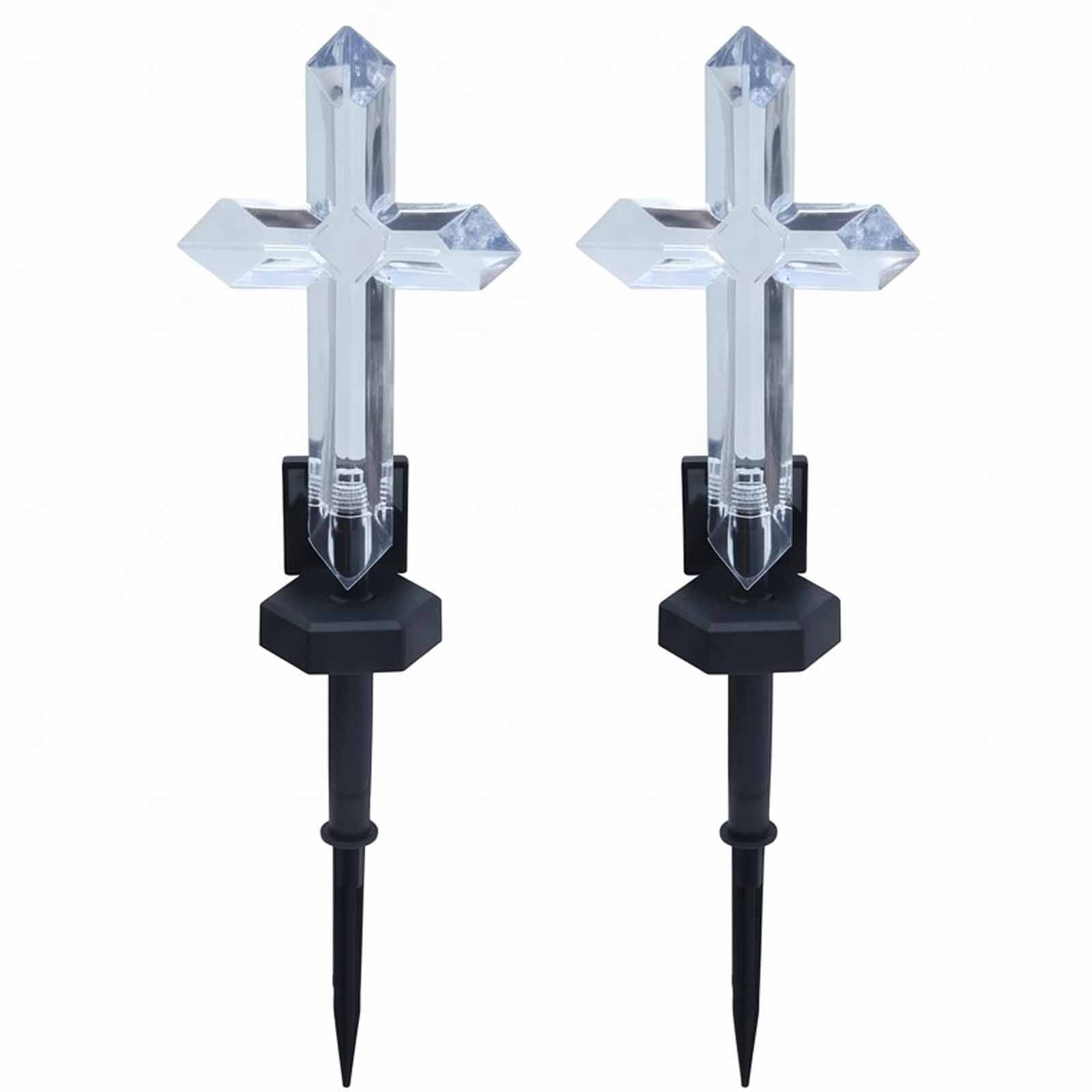 2Pcs Solar Cross Garden Stake Light, Color Changing LED Pathway Lamp ...