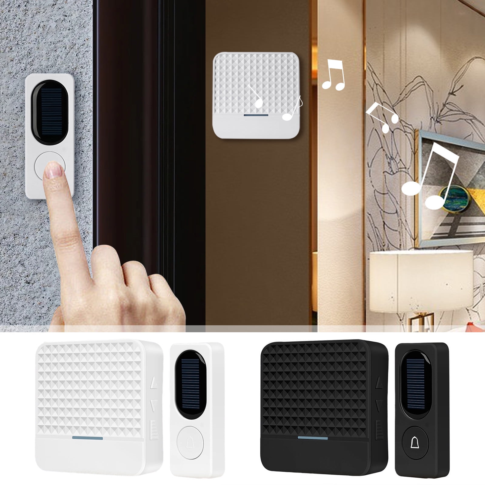 2Pcs Solar Doorbell, Kadlawus Solar Powered Doorbell, Wireless Doorbell ...