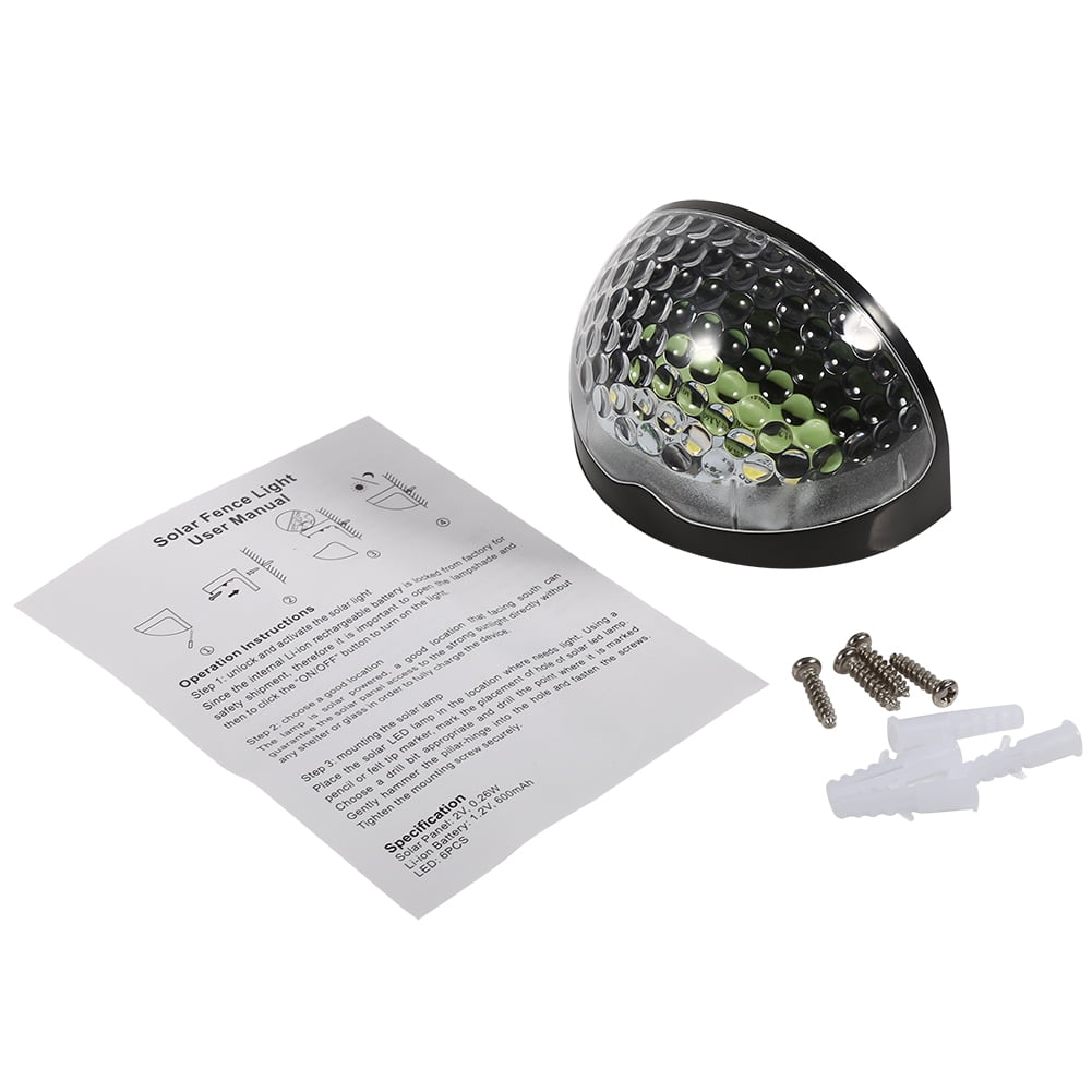 2Pcs Solar LED Light Dome Shaped Wall Lamp Waterproof for Stair Outdoor ...