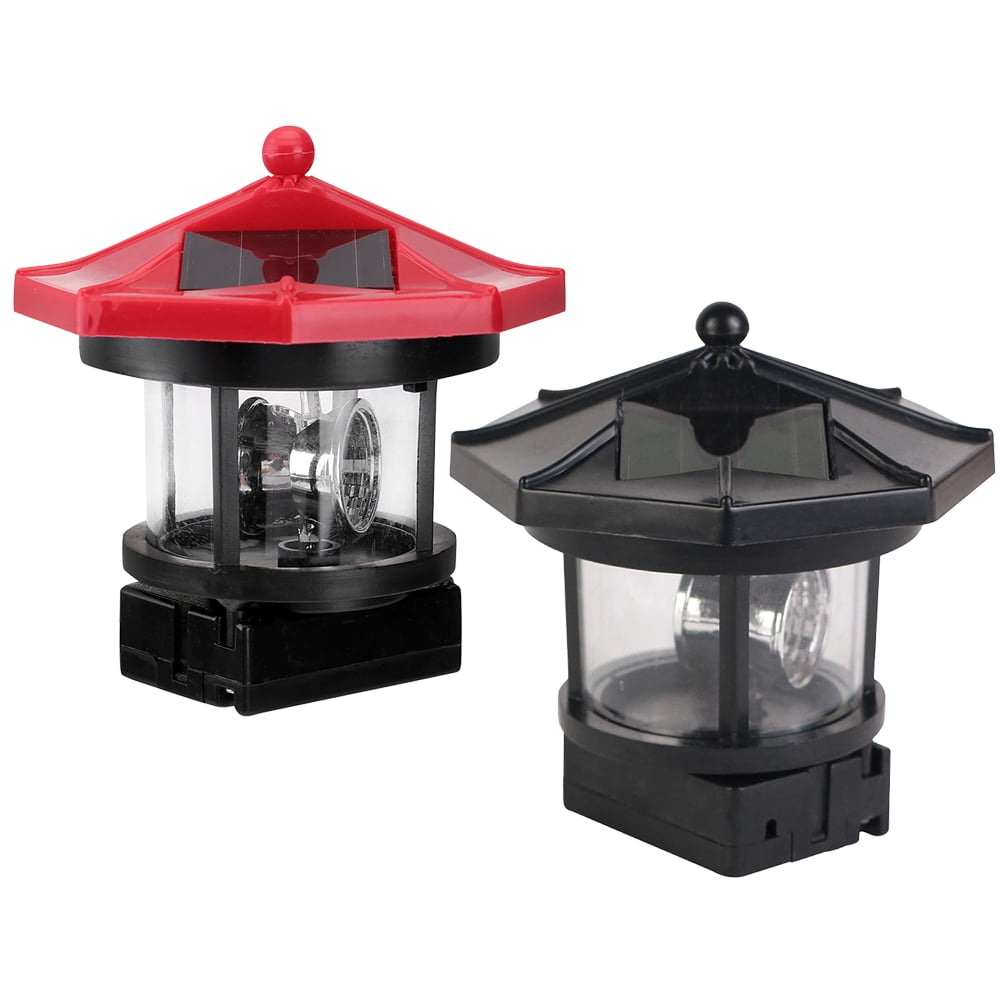 2Pcs Solar Lighthouse Decoration Garden Solar Rotating Lamp LED Solar ...