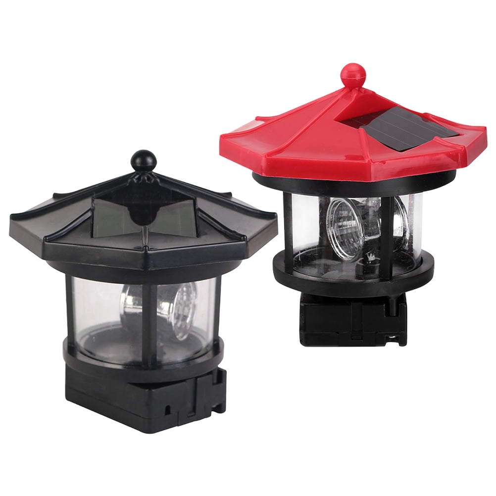2Pcs Solar Powered Lighthouse LED Lighthouse Decor Rotatable Solar ...