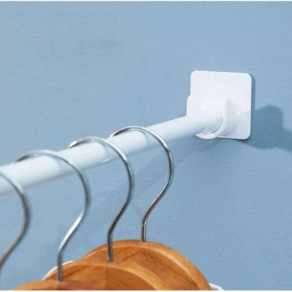 2Pcs Solid Shower Curtain Rod Holder, Modern Abs Punch-Free Curtain Rod ...