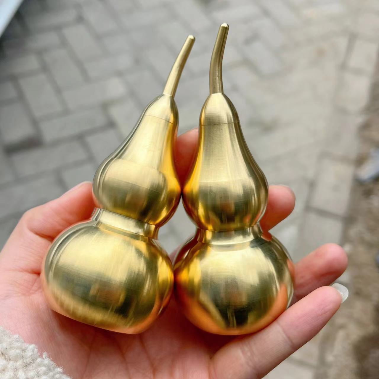 2Pcs Solid color brass copper beautiful gourds,recruit wealth ...