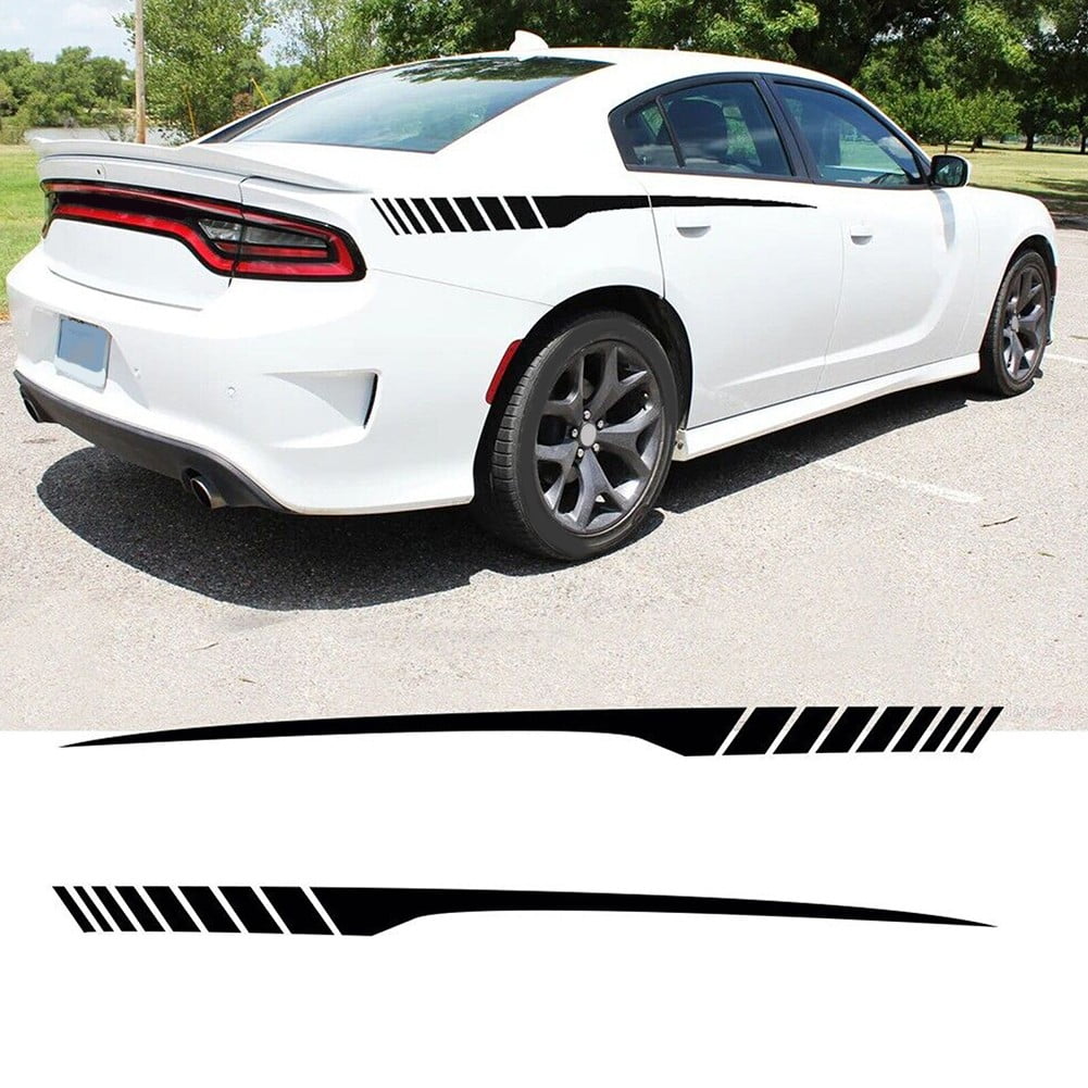 2pcs Sport Glossy Black Rear Panel Stripes Decal Vinyl Sticker For ...