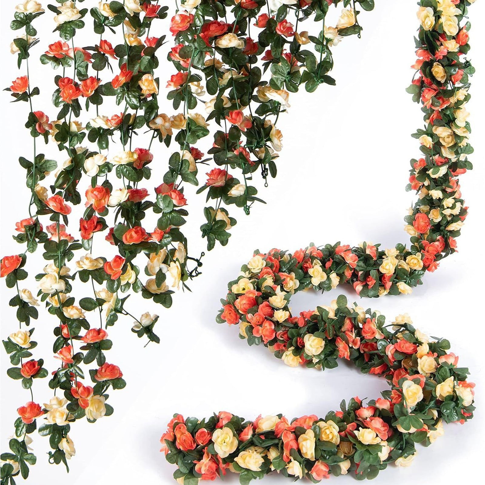 2Pcs Spring Garland, 98.43" Artificial Rose Garland, Fake Greenery ...