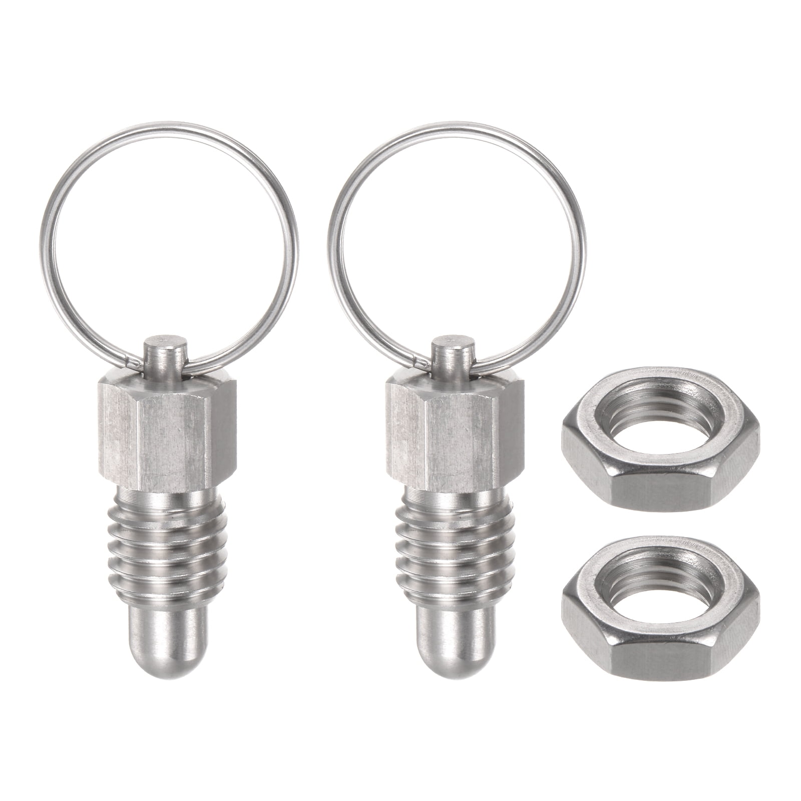 2Pcs Spring Plunger with Pull Ring M12*1.75 0.51" Thread Length Pin Dia ...
