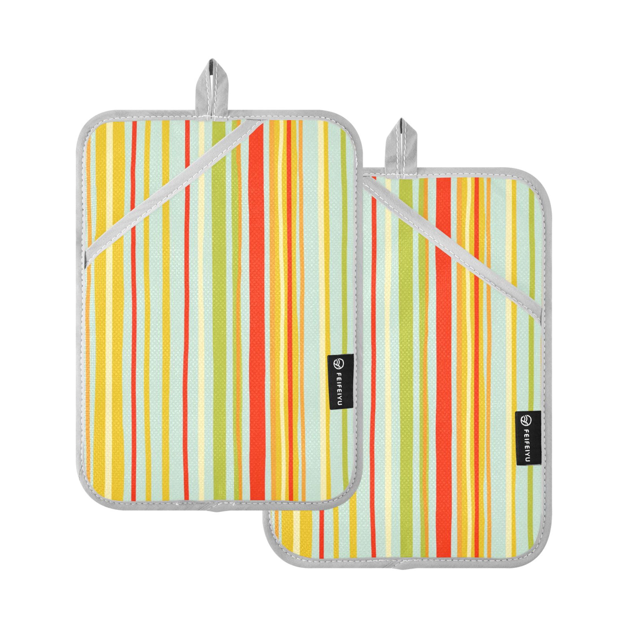 2Pcs Square Heat Resistant Oven Mitts Pot Holders 7x9.8in Non-Slip Hot ...
