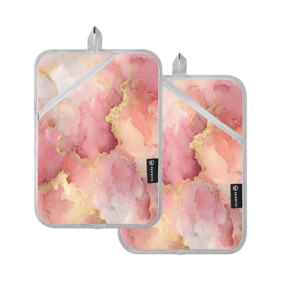 2Pcs Square Heat Resistant Oven Mitts Pot Holders 7x9.8in Non-Slip Hot ...