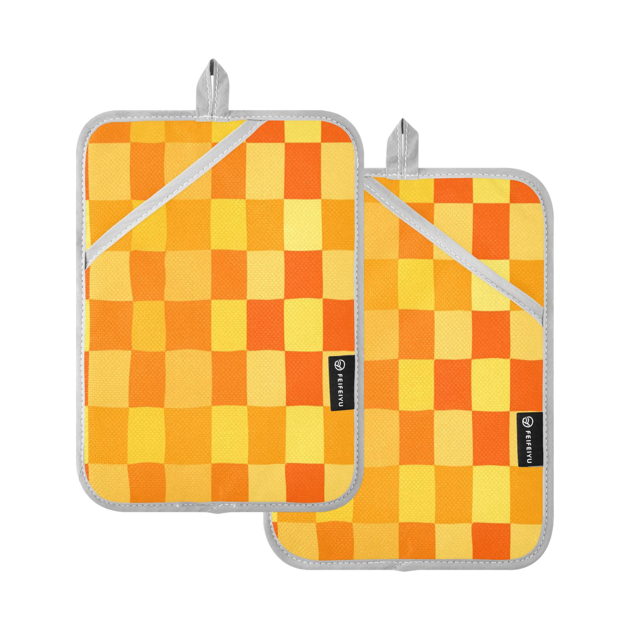 2Pcs Square Heat Resistant Oven Mitts Pot Holders 7x9.8in Non-Slip Hot ...
