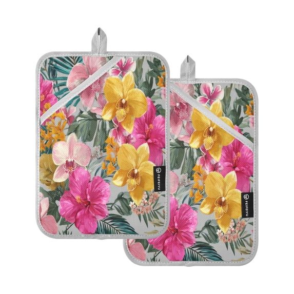 2Pcs Square Heat Resistant Oven Mitts Pot Holders 7x9.8in Non-Slip Hot ...