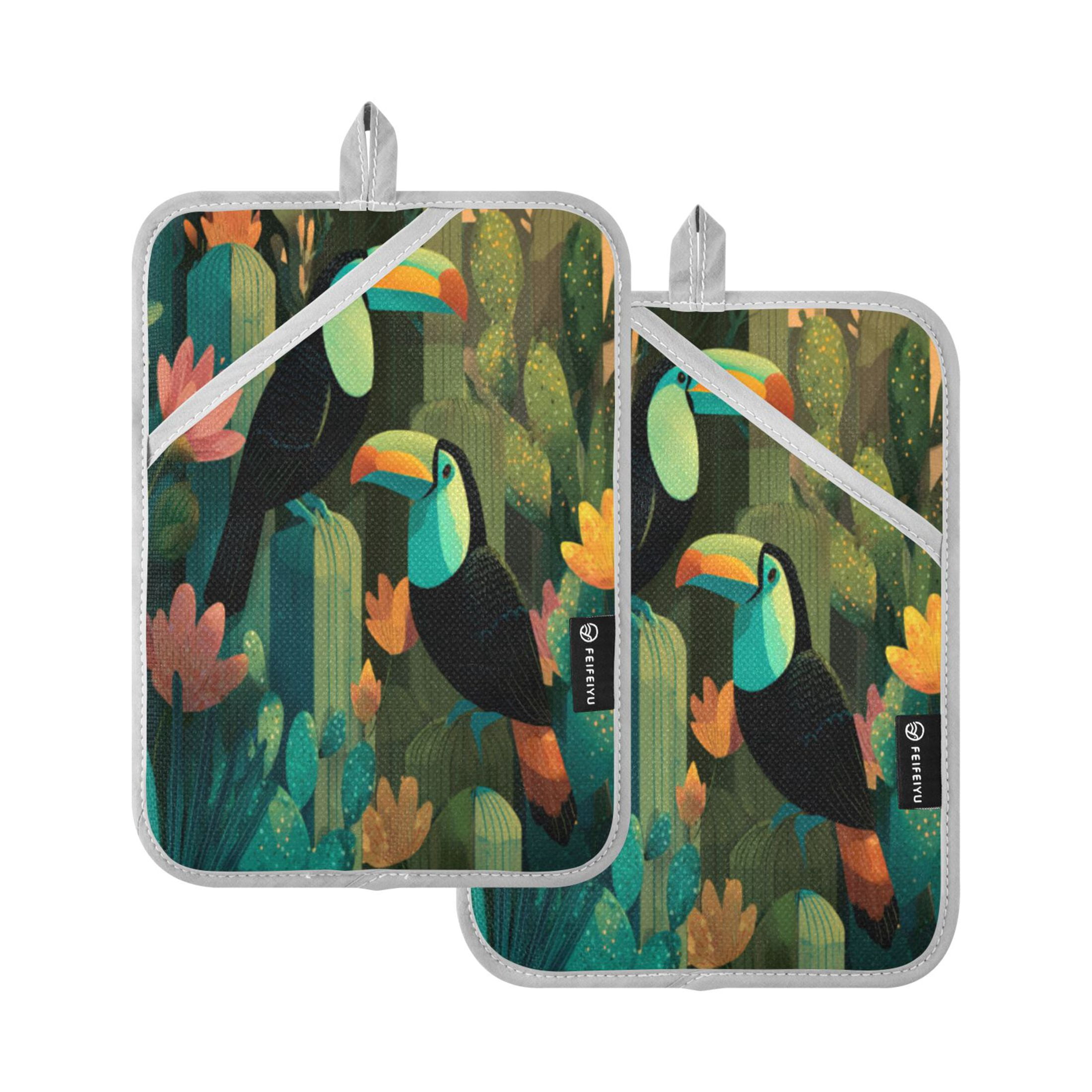 2Pcs Square Heat Resistant Oven Mitts Pot Holders 7x9.8in Non-Slip Hot ...