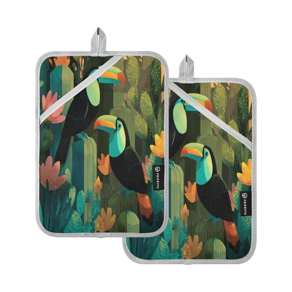2Pcs Square Heat Resistant Oven Mitts Pot Holders 7x9.8in Non-Slip Hot ...
