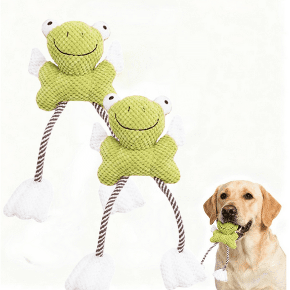 2Pcs Squeaky Dog Stuffed Animals Chew Toys,Frog Plush Dog Toy with ...