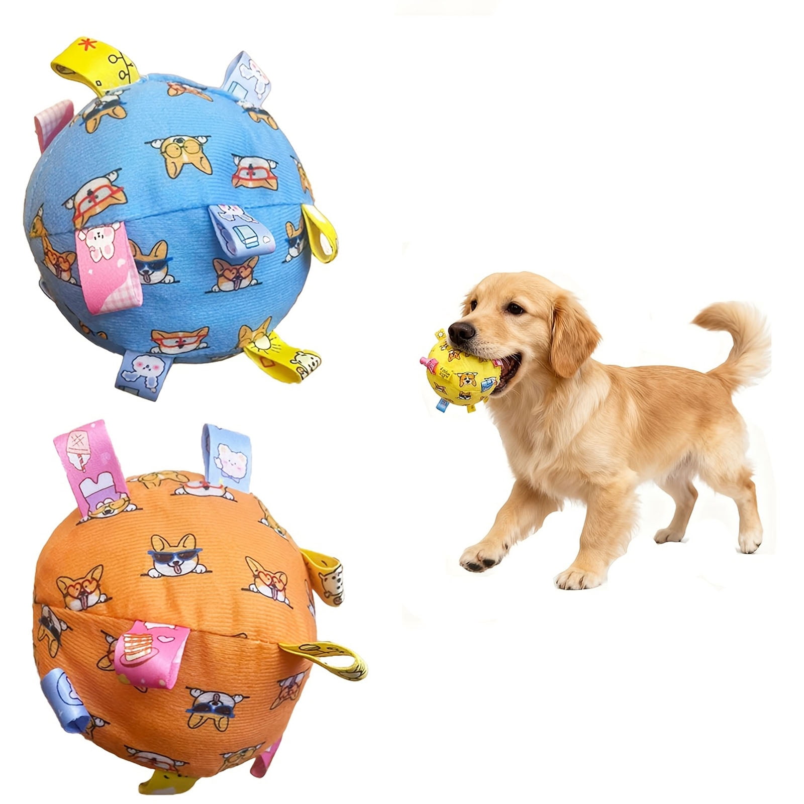 2Pcs Squeaky Interactive Dog Toys with Crinkle Paper for Small Plush ...