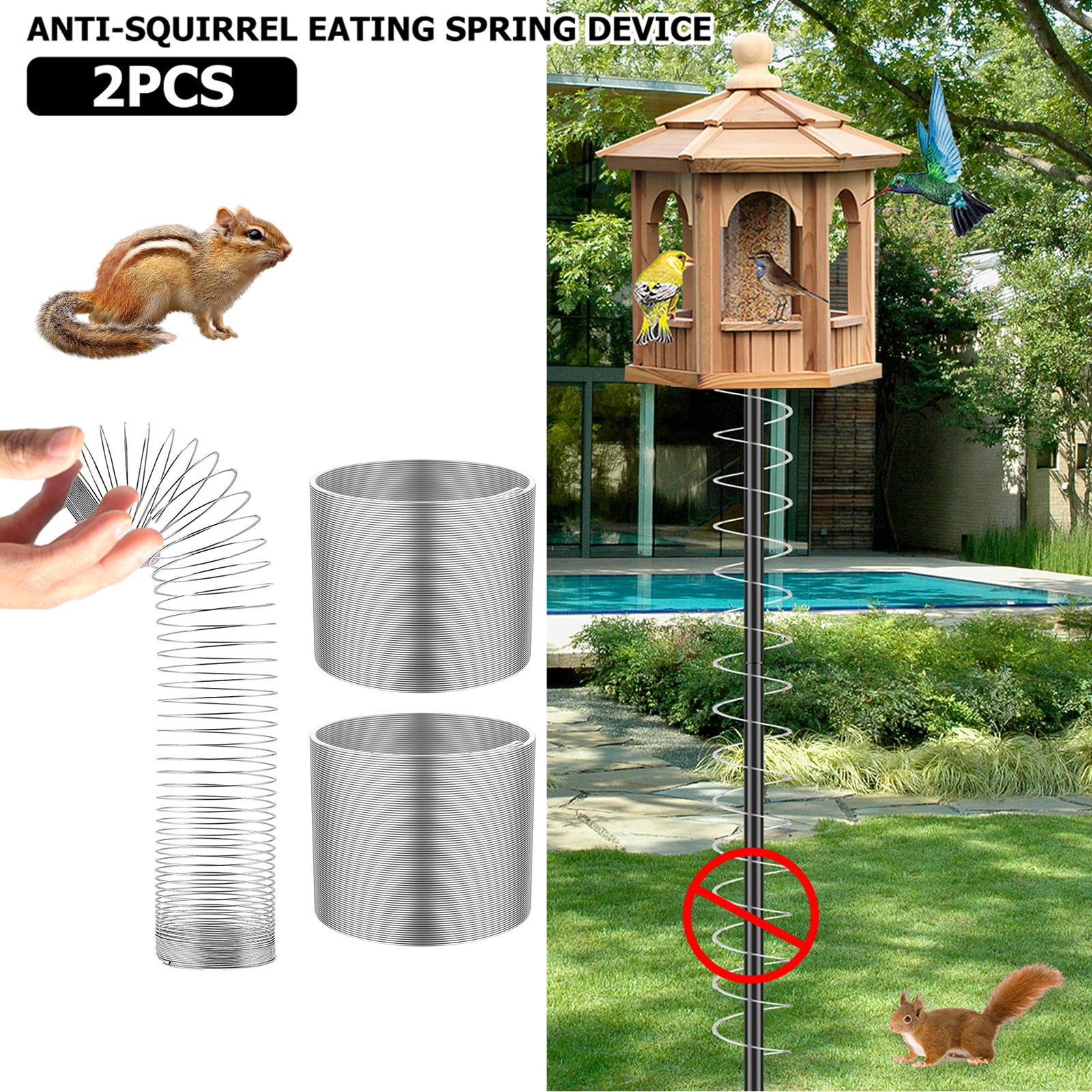 2Pcs Squirrel Proof Spring Baffle for Bird Feeder Pole,Squirrel Baffle ...