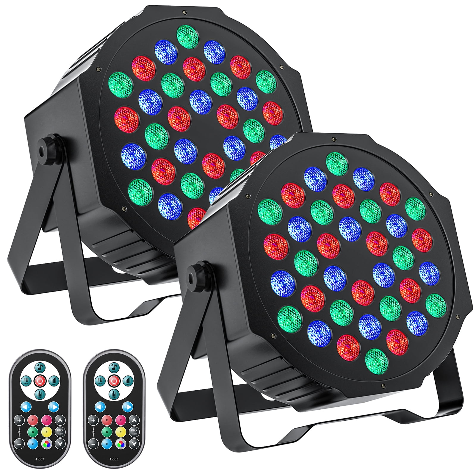 2 Pack Stage Lights 36 LED Par Lights with Wireless Remote Sound Activated DMX Control for DJ ...