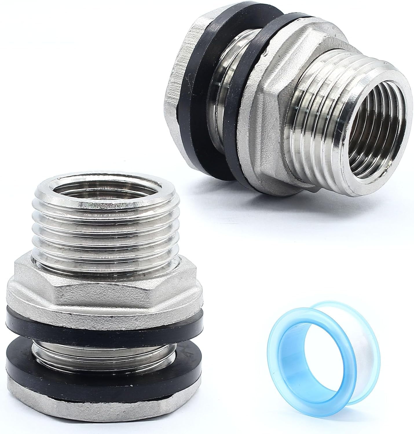 2Pcs Stainless Steel Bulkhead Tank Fittings, Double 1/2" NPT Female and ...