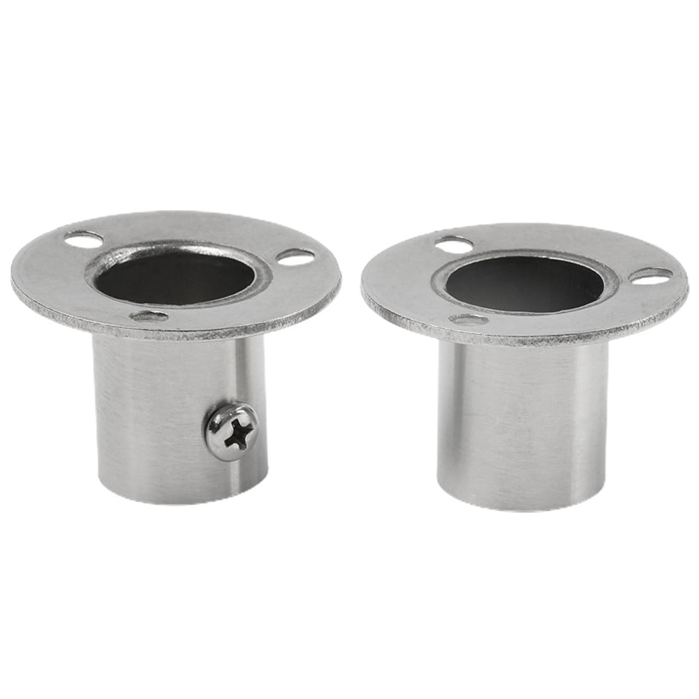2Pcs Stainless Steel Cabinet Clothes Closet Rod Bracket Holder Flange ...