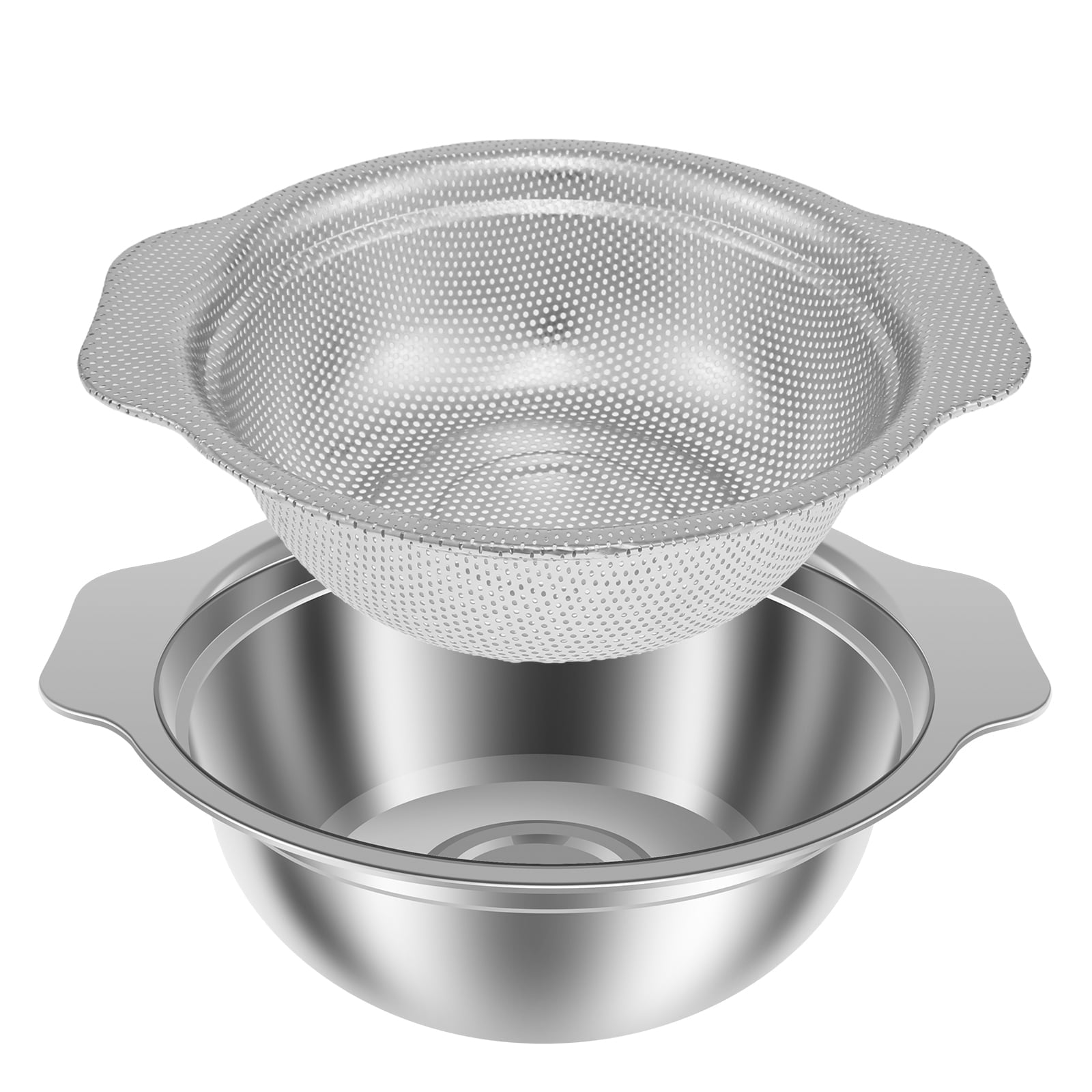 2Pcs Stainless Steel Colander With Handle,Micro-Perforated Strainer ...