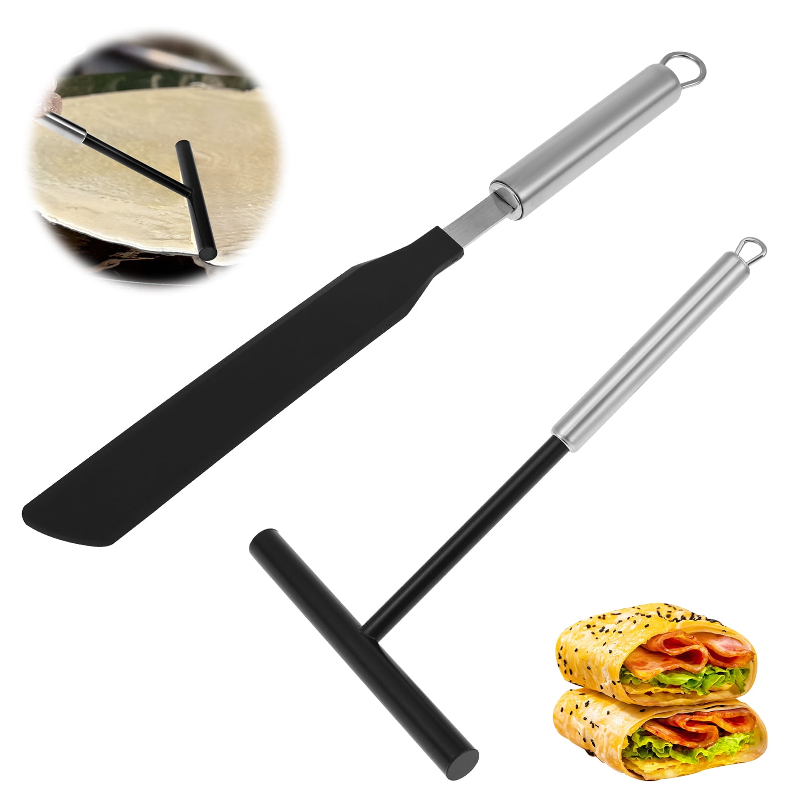 Fkszll 2026 New 2Pcs Stainless Steel Crepe Spreader Spatula Set Pancake ...