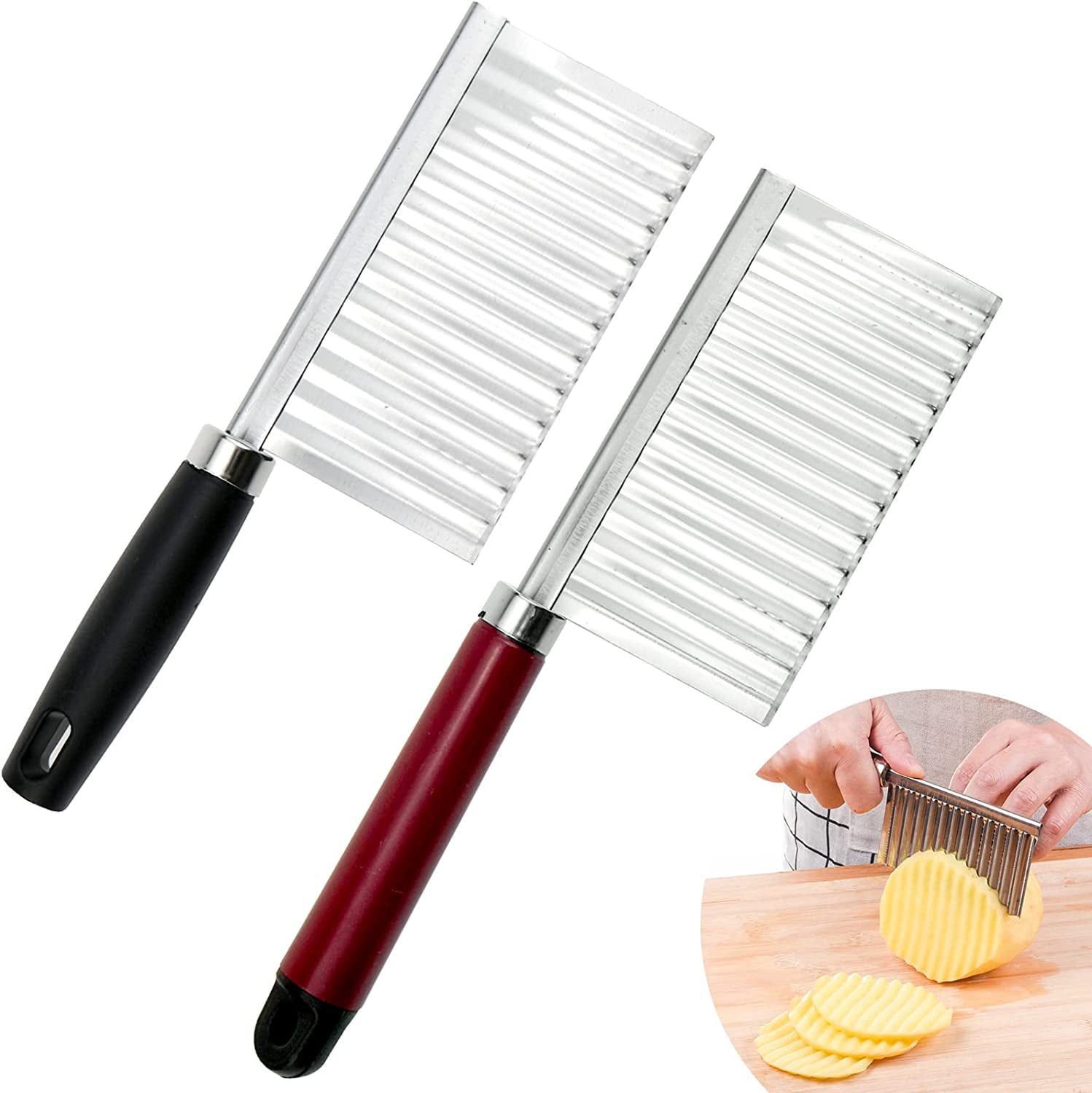 Casewin 2Pcs Stainless Steel Crinkle Cutters, Wavy Knife for Potato ...
