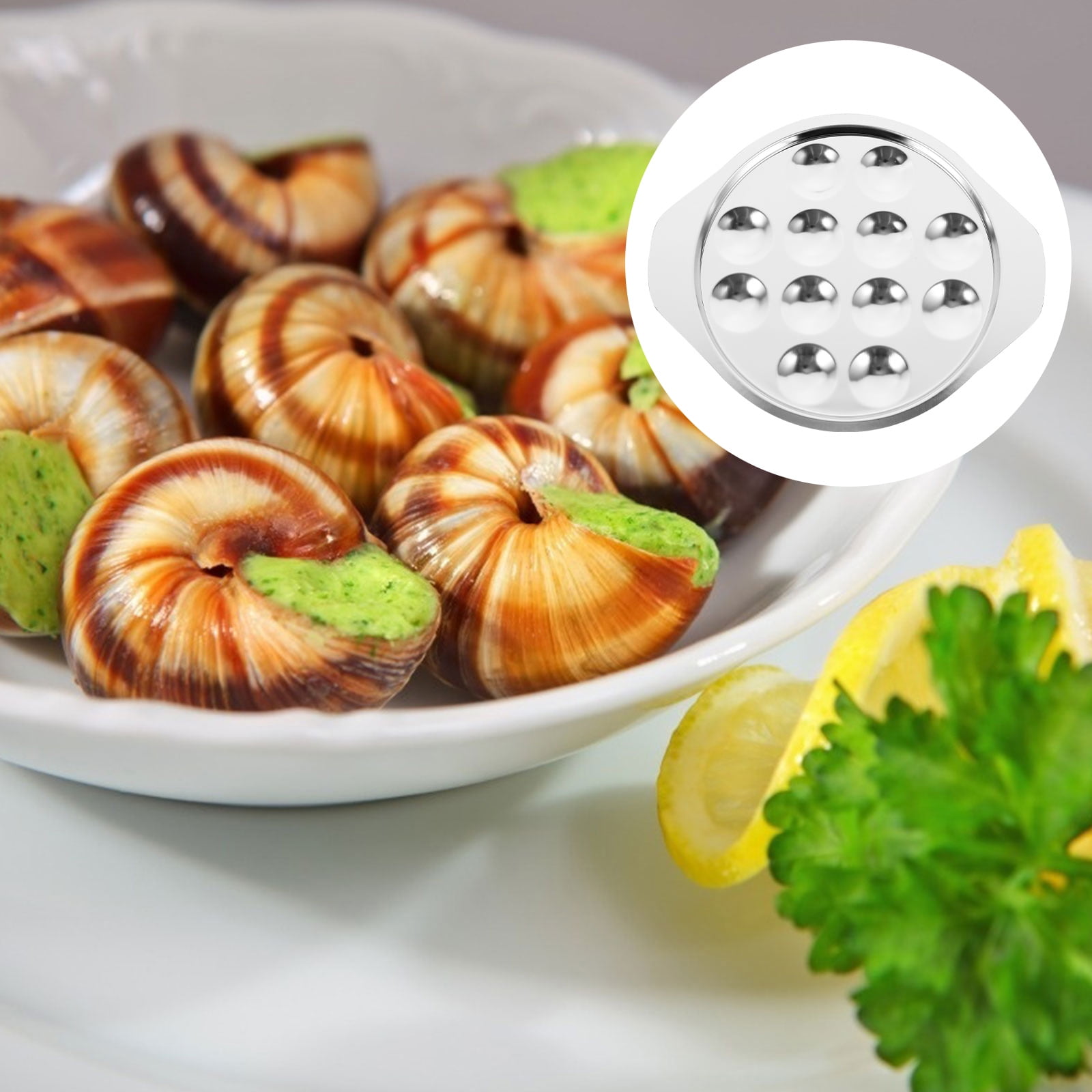 2Pcs Stainless Steel Escargot Plates with 2 Handle 12 Holes Snail ...