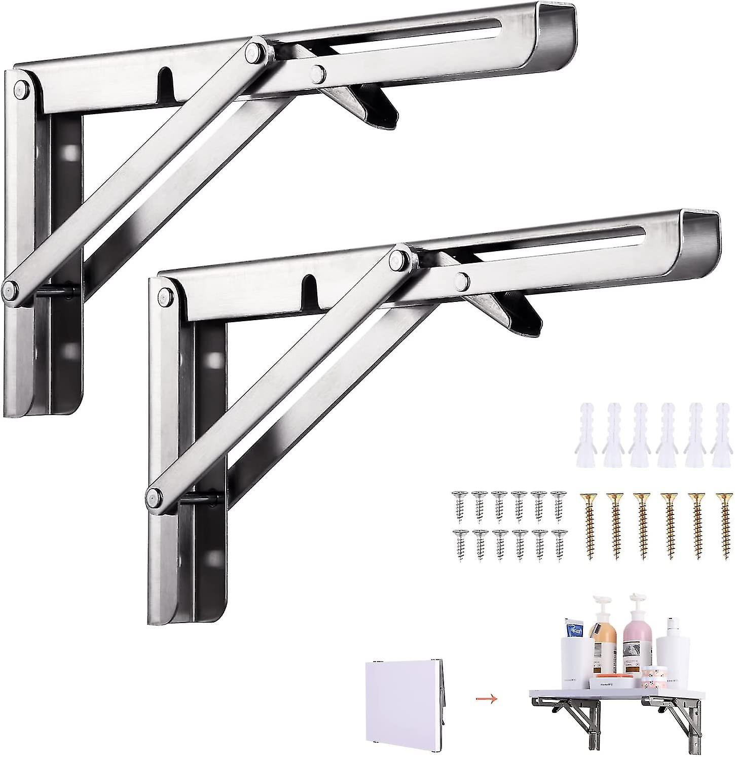 2Pcs Stainless Steel Folding Console Stand, Heavy Duty Retractable ...