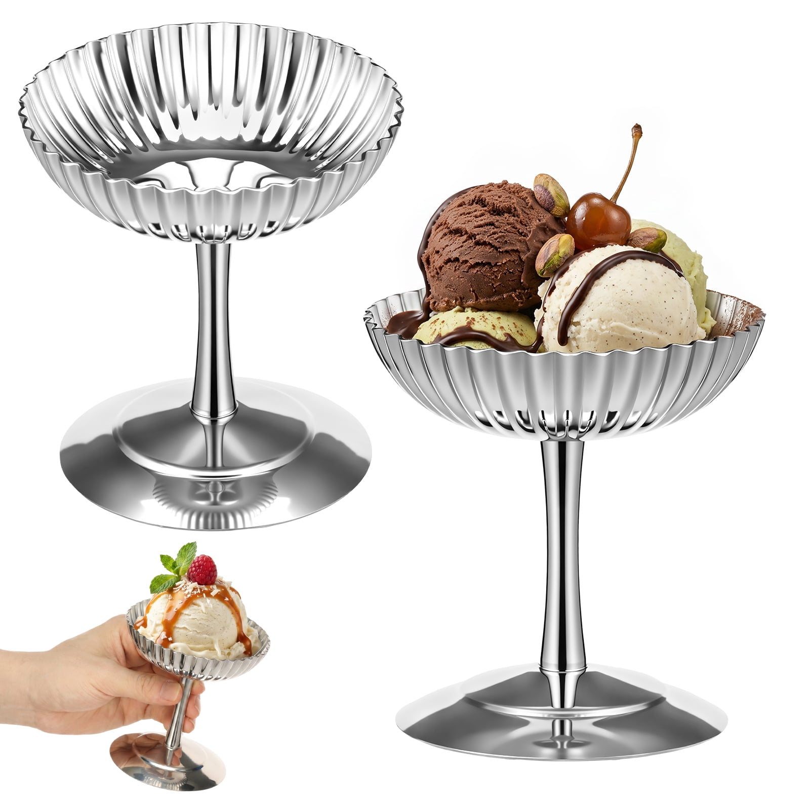 2Pcs Stainless Steel Ice Cream Bowl Ice Cream Cup Dessert Cup Metal ...