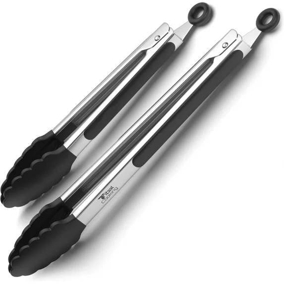 2Pcs Stainless Steel Kitchen Tongs Set – 9" & 12" Locking Bbq Tongs ...