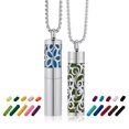 2Pcs Stainless Steel Perfume Bottle Necklaces Hollow Column Diffuser ...