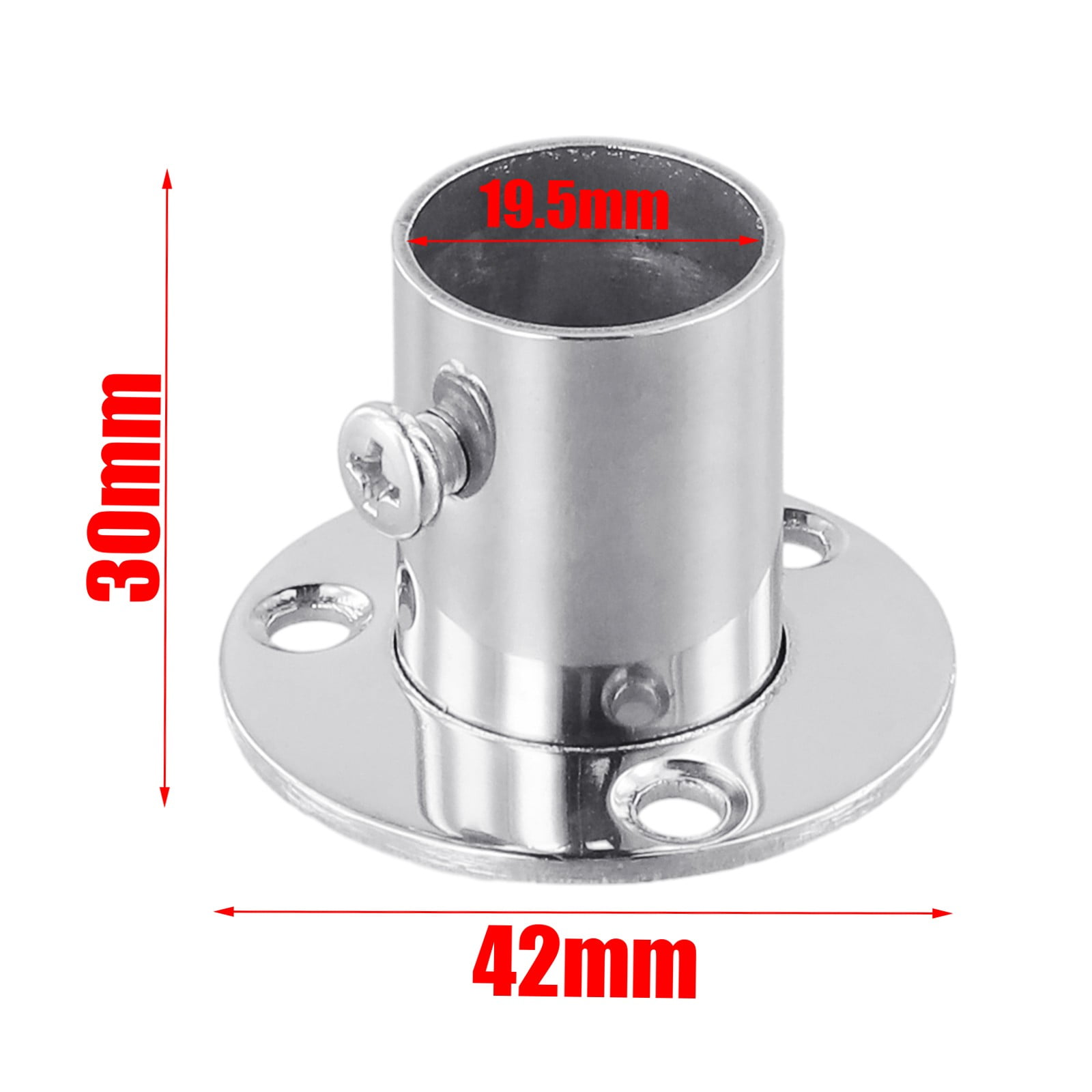 2Pcs Stainless Steel Pipe Wardrobe Bracket Flange Rail Rod Pole Socket ...