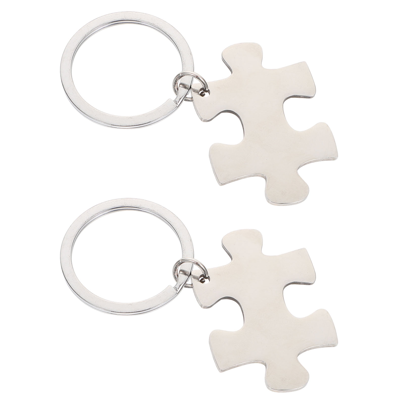 2Pcs Stainless Steel Puzzle Piece Key-chains Couples Key-chain Set ...